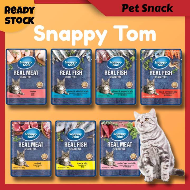 1 BOX 12 PCS Snappy Tom Pouch Cat Food Makanan Kucing Basah 85G - Beef ...