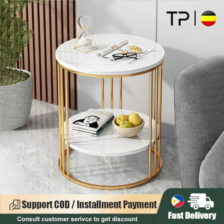 TP Sofa Side Table Light Luxury Coffee Table Modern Nightstand Desk Side Table Nordic Round ...
