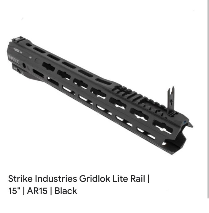 Strike industries Gridlok Lite Rail 15" Integrated front sight Black ...