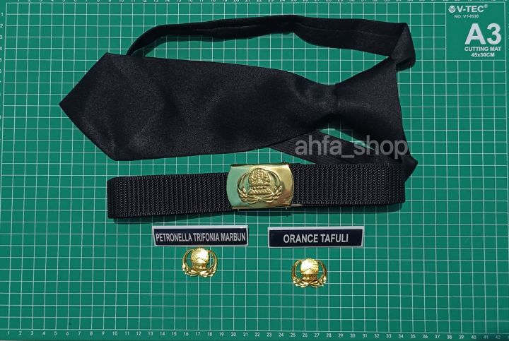 Paket lengkap Name Tag ASN (Ikat pinggang, Dasi, Name Tag & Pin Korpri ...