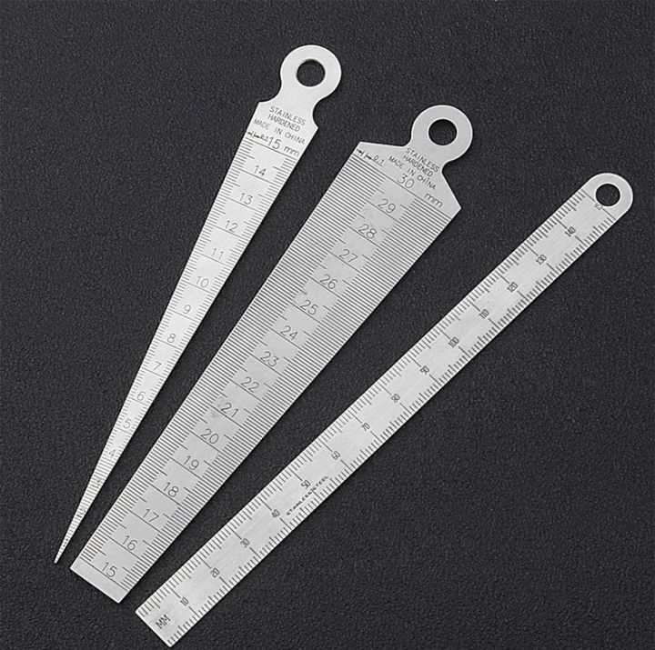 Stainless Steel Gap Gauge Tapered Ruler Wedge Feeler Triangle Hole ...