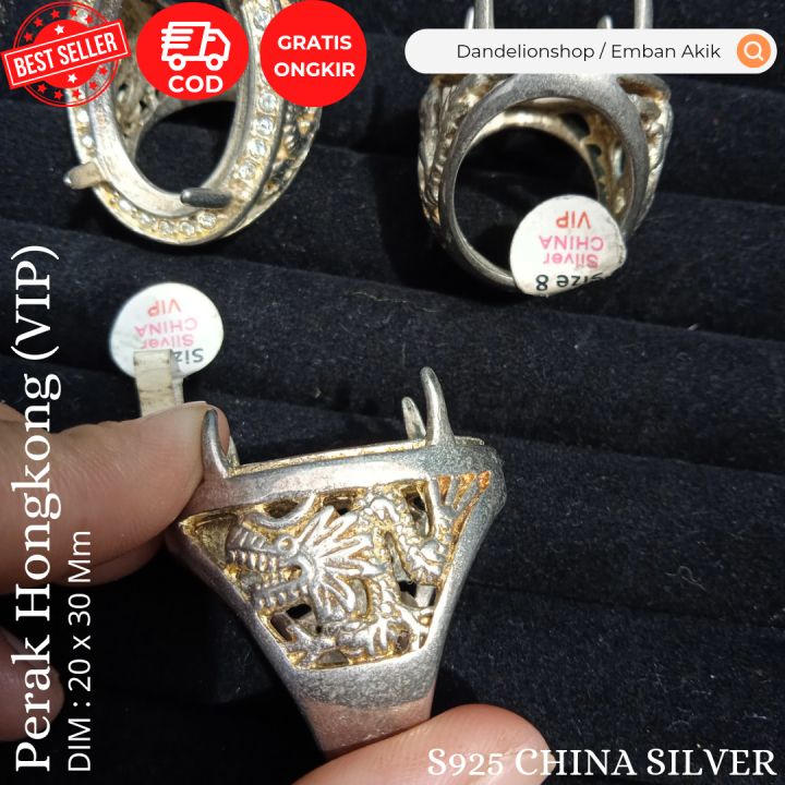 Dandelionshop / Cincin Perak Hongkong Dim : 20×30 Mm Model Naga ...