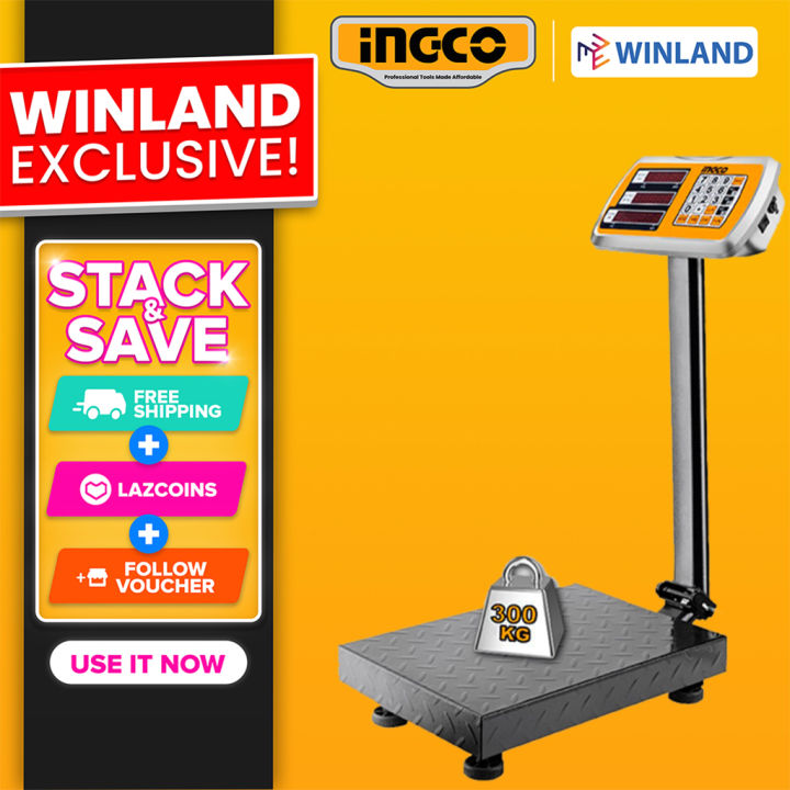 Ingco by Winland 300kg Rechargeable Weighing Platform Scale HESA33003 ...