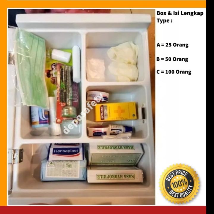 Kotak Obat P3K Type A - B - C Isi lengkap dengan kotak box murah ...