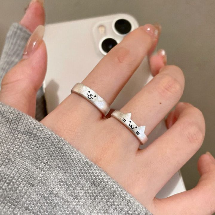Adjustable Cat Dog Couple Rings for Women Simple Design Overlapping ...