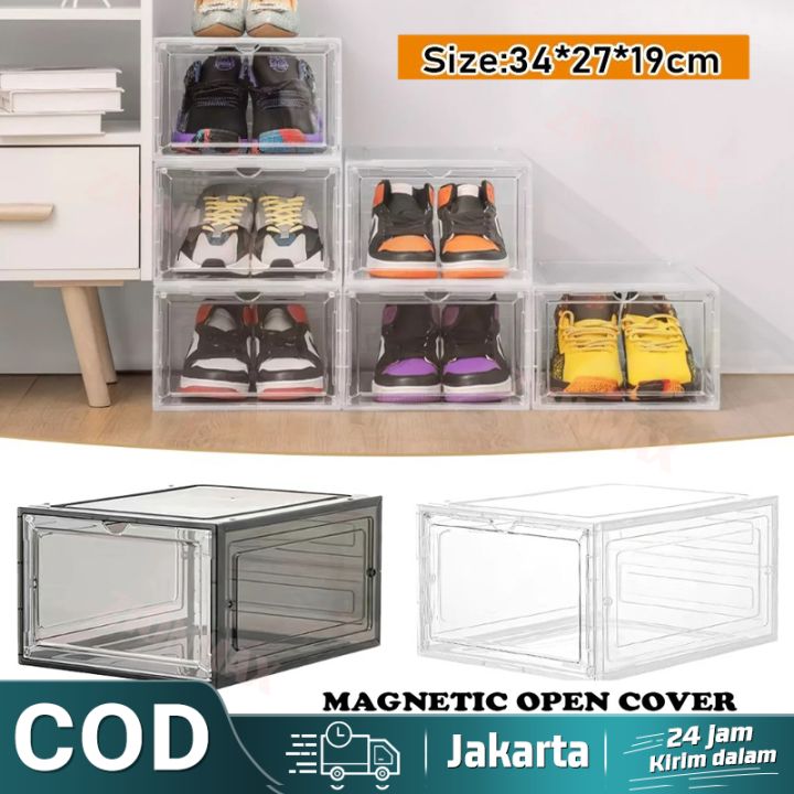 Magnetic Kotak Sepatu Transparan Tebal Akrilik Premium Shoe Box / Kotak ...