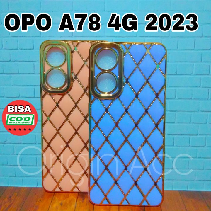 Casing OPPO A78 4G 2023 Softcase Luxury List Gold Chorme Mewah Case ...