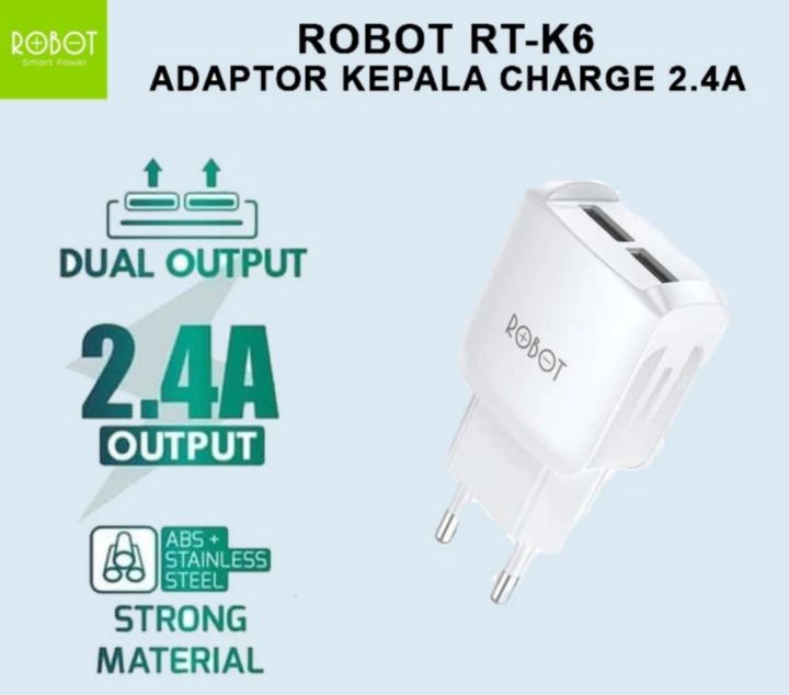 Adaptor Kepala Charger 2.4A Dual Usb output Fast Charging | Lazada ...
