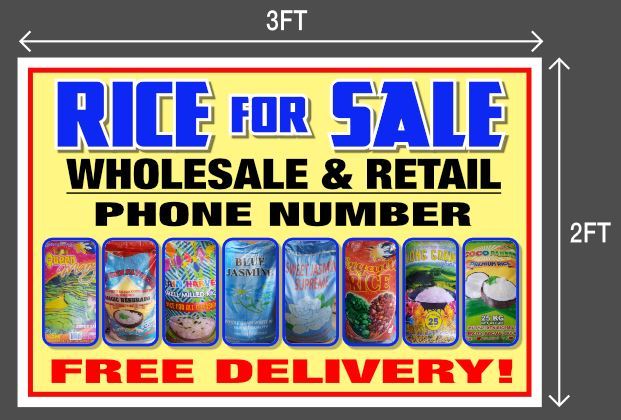 RICE FOR SALE TARPAULIN PRINTED 3X2FT & 4X2FT | Lazada PH