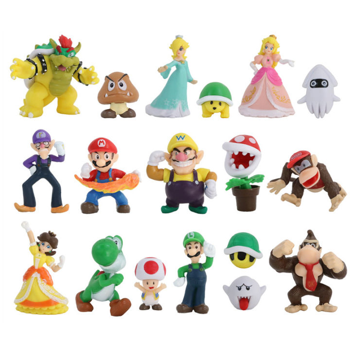18Pcs/Set Japan Anime Super Mario Figures Toy Set PVC Luigi Mario Bros ...