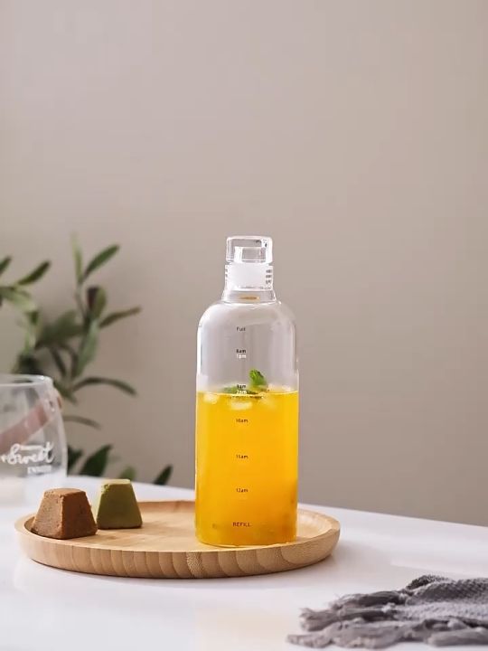 HOLS Thick Glass Water Bottle Transparent Glass Leak-Proof Cold Brew ...