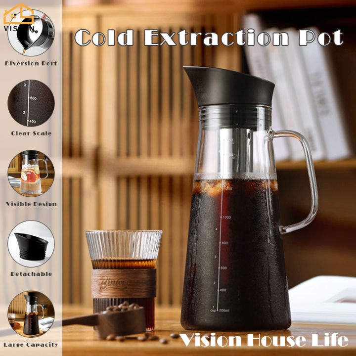 Vision 1200ml/1500ml Glass Cold Brew Coffee Maker Airtight Cold Brew ...