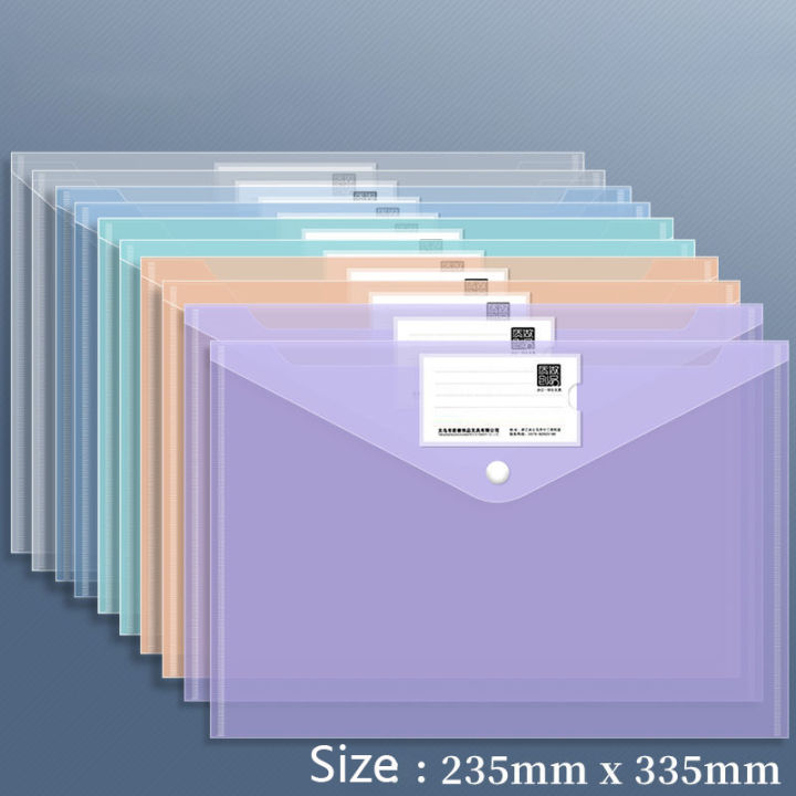 10 PCS Plastic Folders for Document, A4 Size Plastic Envelopes with ...