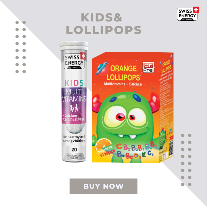( ส่งฟรี ) SwissEnergy Kids Multivitamins + Calcium 1 หลอด Lollipops 1 ...