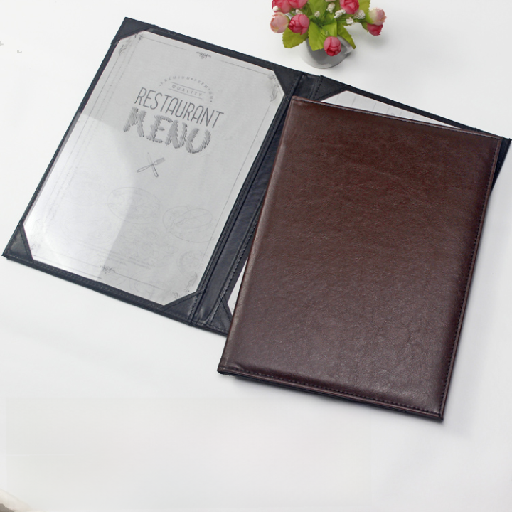 Leather Single and Double-Page Insert Angle Menu Book 3 Pages A4 Menu ...