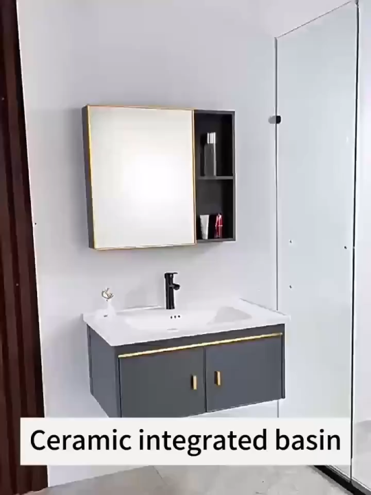 Lavatory Sink Complete Set With Mirror Aluminum Bathroom Cabinet ...