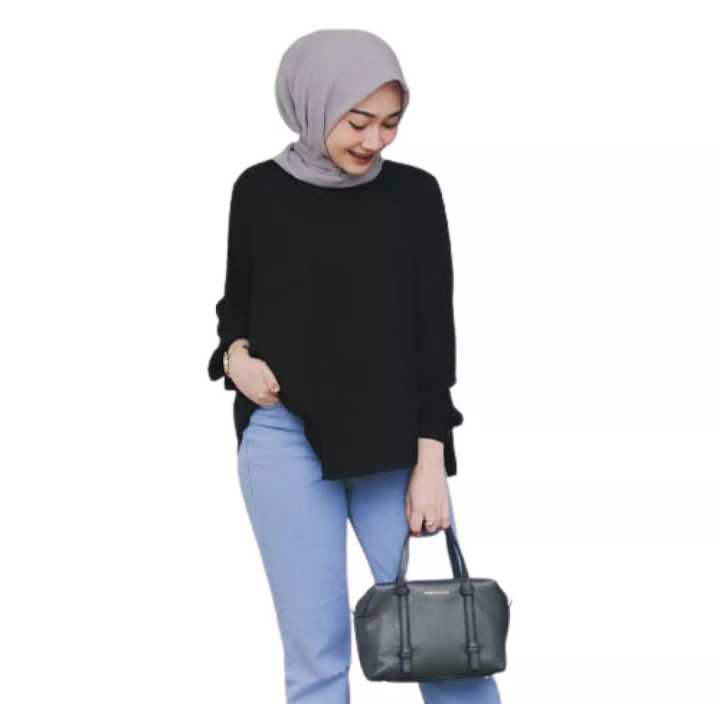 Kemeja Wanita Lengan Panjang Putih dan Hitam Korean Style / Atasan ...