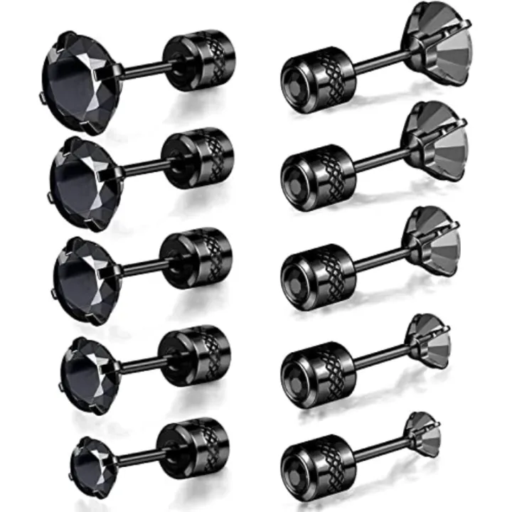 20G Hypoallergenic Titanium Studs Earrings, Tiny Cubic Zirconia Screw ...