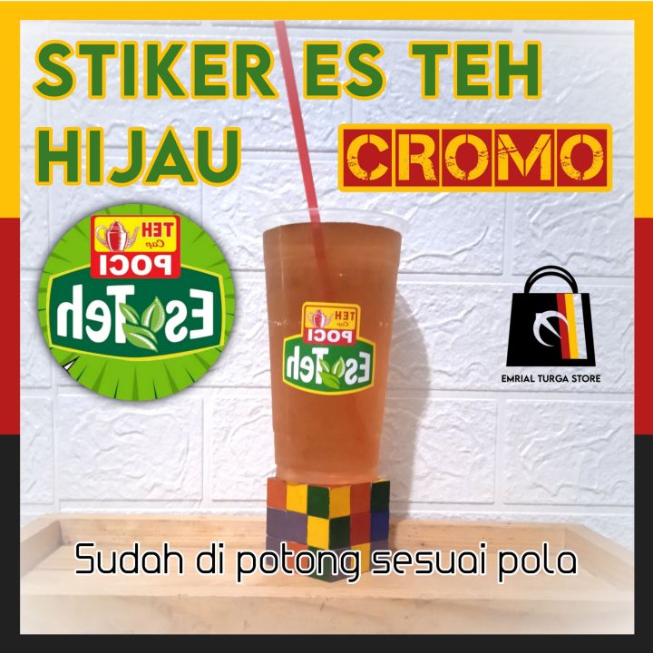 Stiker Label Cup Es Teh Hijau Cromo | Lazada Indonesia