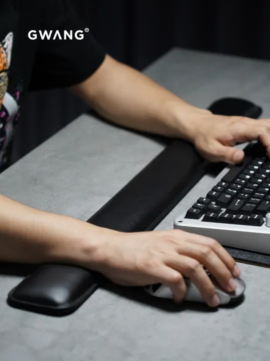 Gwang Genuine Leather Memory Foam Mousepad Keyboard Wrist Support Pad ...