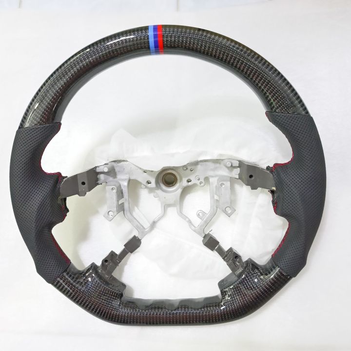 CARBON FIBER Steering Wheel Frame with RED & BLUE Design TOYOTA HIACE ...