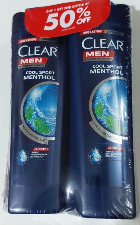 275ml PACK OF 2 PCS CLEAR MEN ANTI-DANDRUFF SHAMPOO COOL SPORT MENTHOL ...