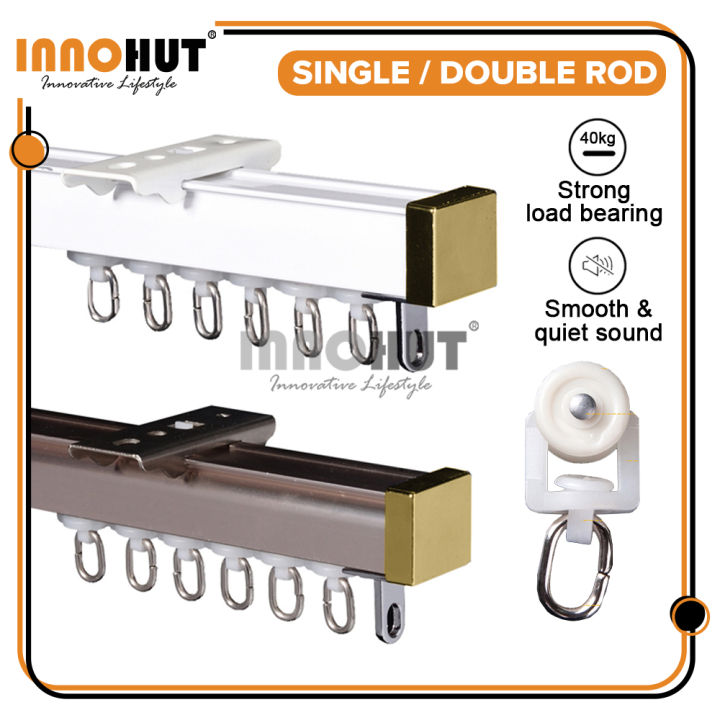 [FULL SET] Innohut Aluminium Window Curtain Rail Single Rail And Double ...