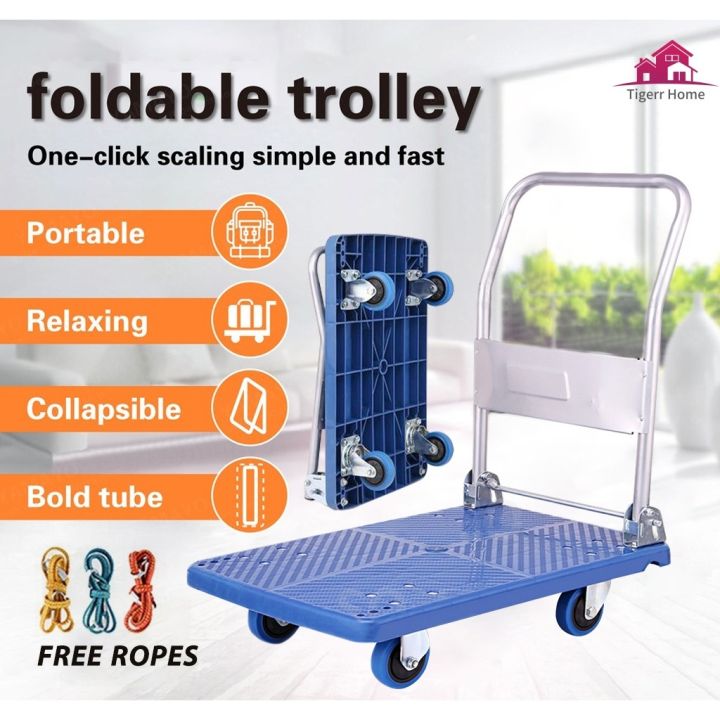 Foldable Trolley Portable Maximum Bear 1000KG Hand Truck PVC Heavy Duty Trolley Universal Wheel ...
