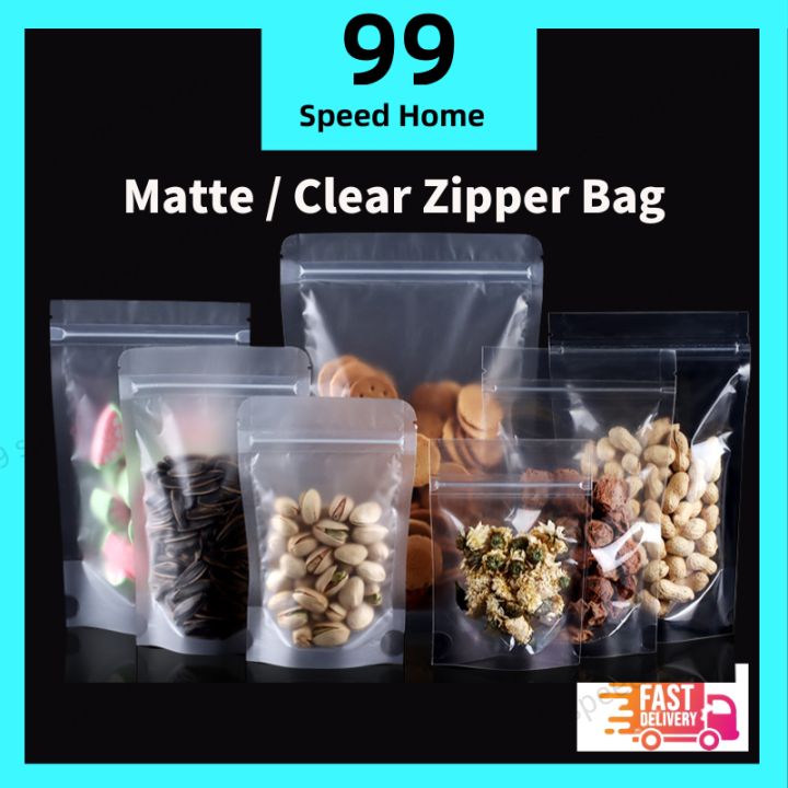 50pcs Matte Transparent zip lock bag/Zipper standing plastic bag/Zipper ...
