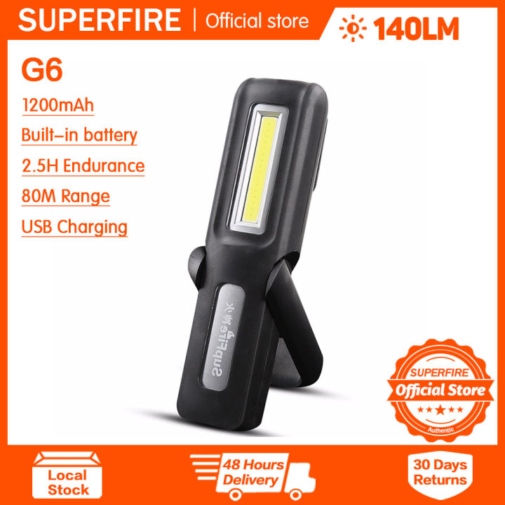 SUPERFIRE G12 COB Flashlight Rechargeable LED Portable Multi-function ...