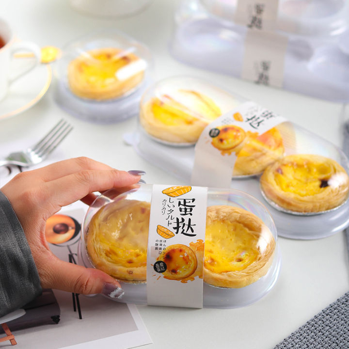 Transparent Plastic Portuguese Egg Tart Box Baking Pastry Packaging Box ...