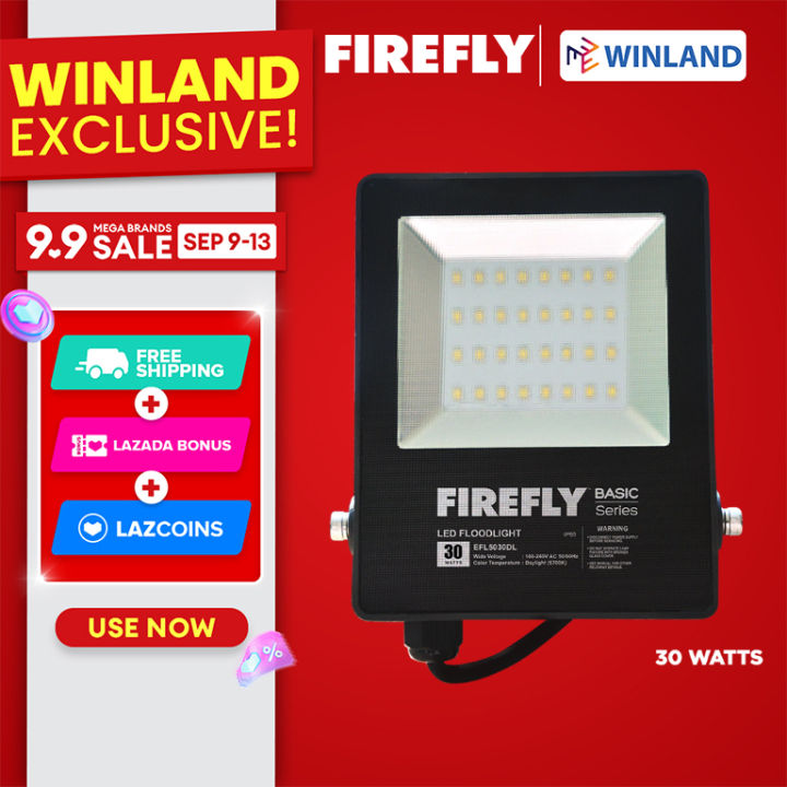 Firefly by Winland Pro Floodlight 30W Outdoor Basic Series Daylight Firefly by Winland EFL5030DL ...