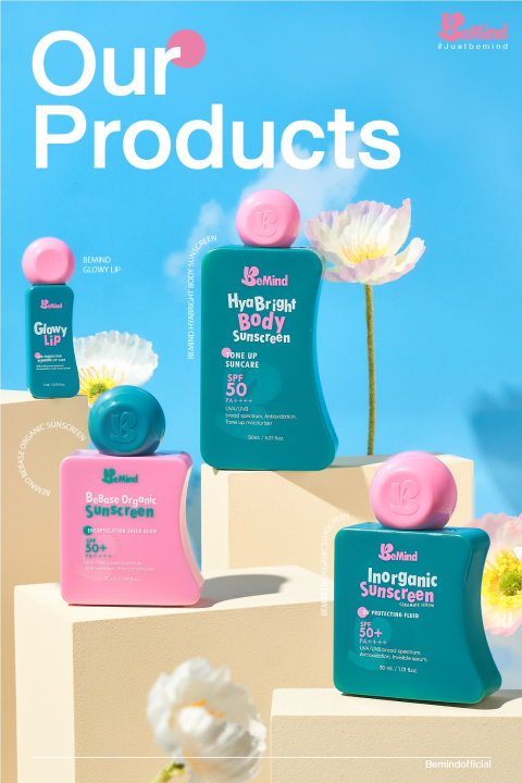 Inorganic Sunscreen SPF50+ PA++++ 30 ml. BeMind กันแดดหน้า เนื้อสีขาว ...