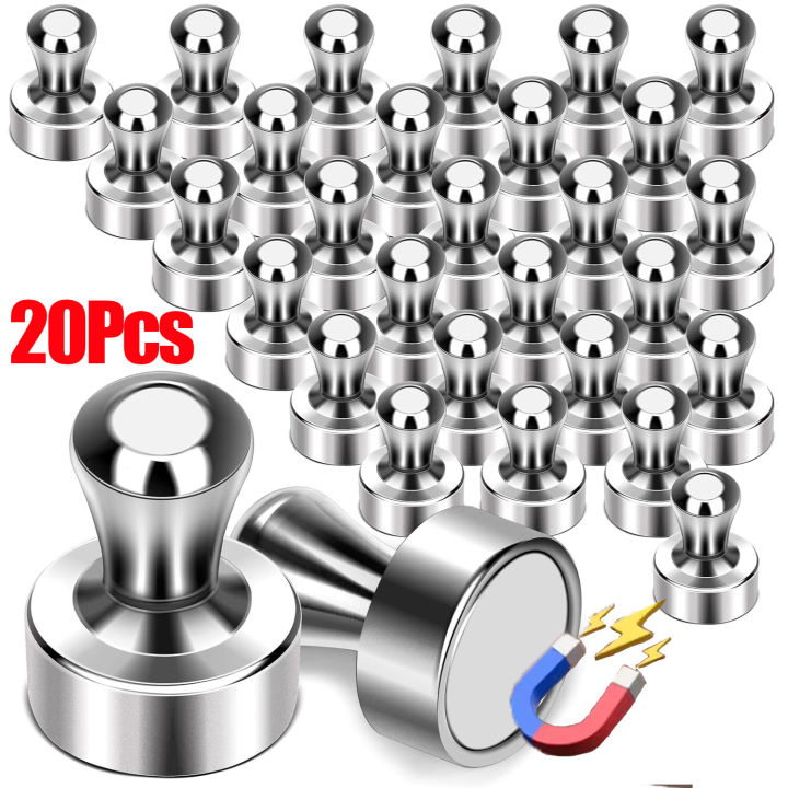 20Pcs Silver Neodymium Magnetic Push Pins / Strong Magnets for ...