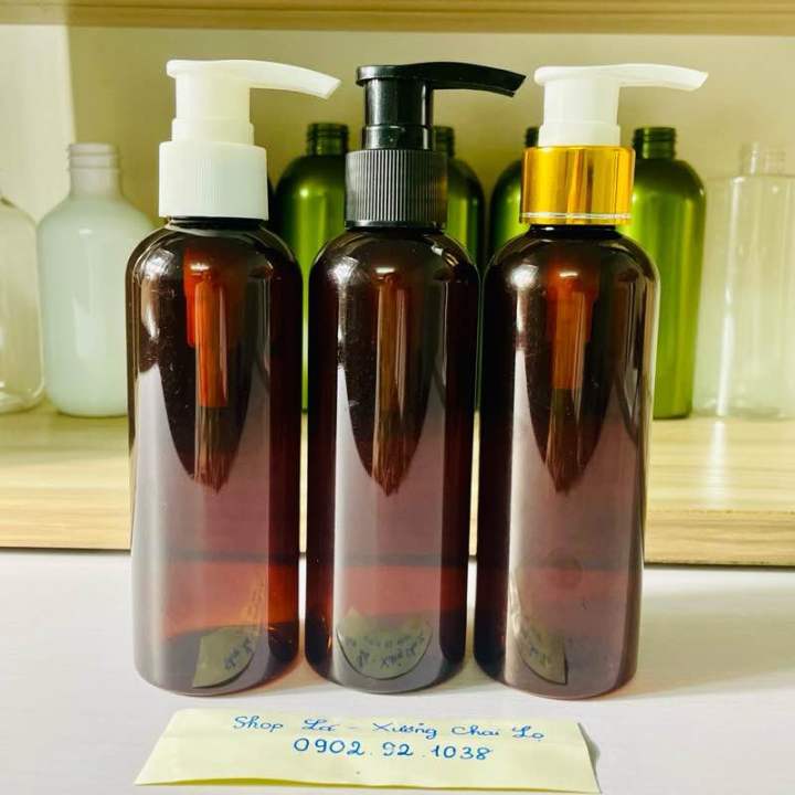 Chai lọ nhựa 150ml màu Nâu Dáng Cocoon siêu đẹp có vòi nhấn đủ kiểu,đủ ...