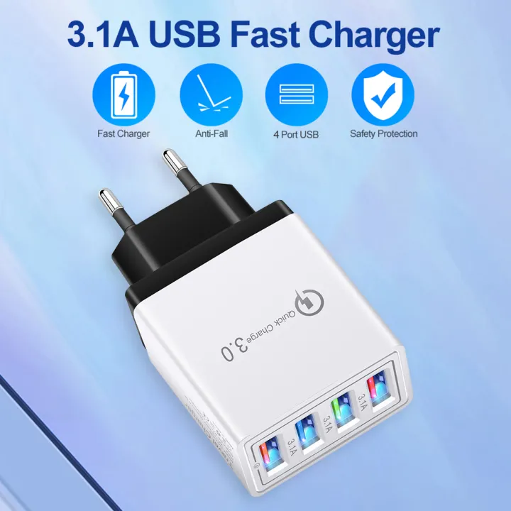 5V 3A USB Charger Fast Charging QC EU Fast Charger 4 Ports Phone Charge ...