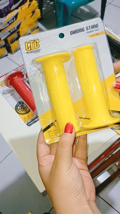 1 SET HANFAT / HANDGRIP UNIVERSAL KUNING SARUNG STANG MOTOR WARNA ...