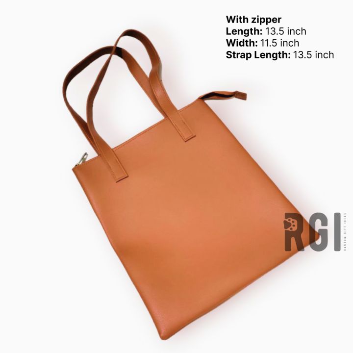 RGI Marikina Leather Tote Bag with zipper, Laptop bag, Minimalist Bag ...