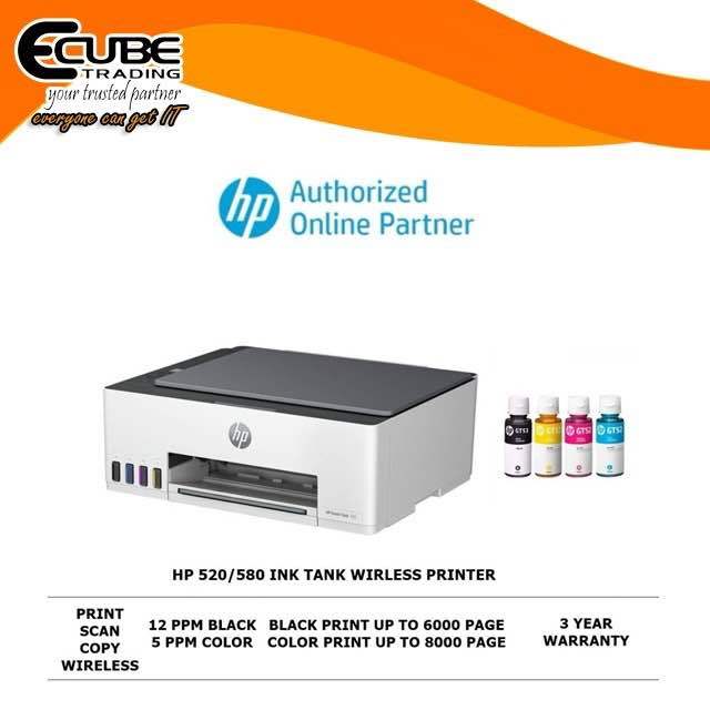 HP Smart Tank 520 / HP Smart Tank 580 All-in-One Wireless Ink Tank ...