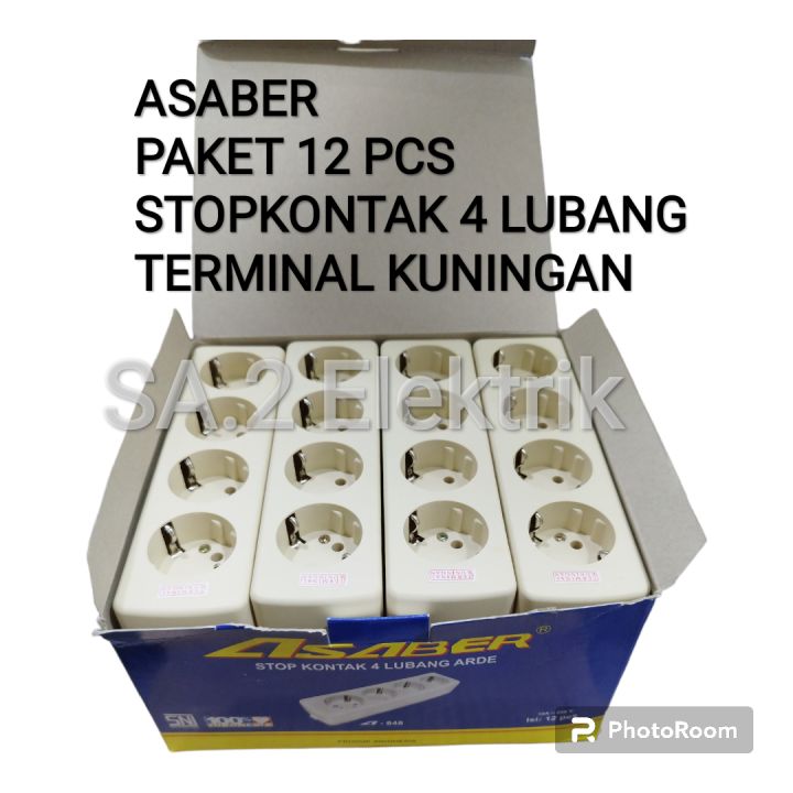 (PAKET ISI 12 PCS) STOP KONTAK ARDE 4 LUBANG ASABER A-848 | TERMINAL ...