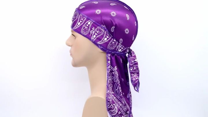 Designer Inspired Durag Cap Hat Black Pirate Hat Silky Durag For Men