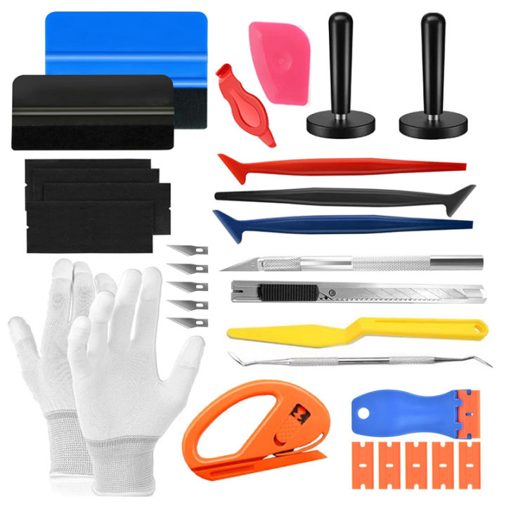 Window Tint Kit รถ Wrap เครื่องมือ Felt ไม้กวาดมีดยูทิลิตี้ Shank ปะเก็ ...