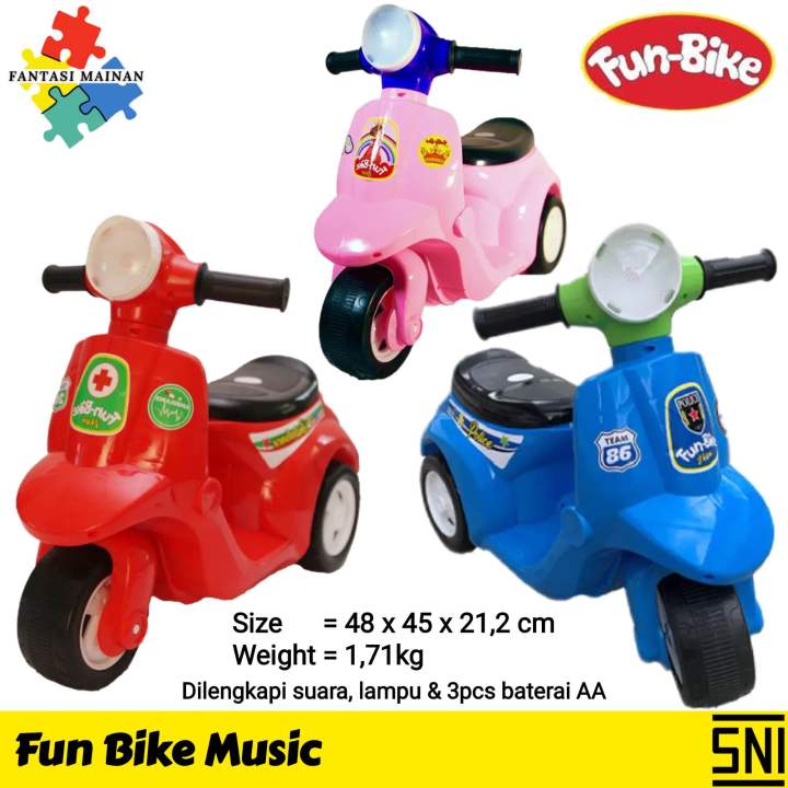 FunBike Mainan motor motoran Vespa Mini duduk roda 3 - mini bike vespa ...