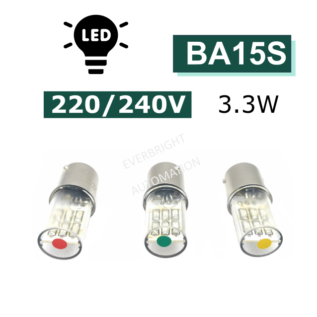 BA15S 220V 240V 3.3W 15mm Single Contact Color LED Bulb Indicator Light ...