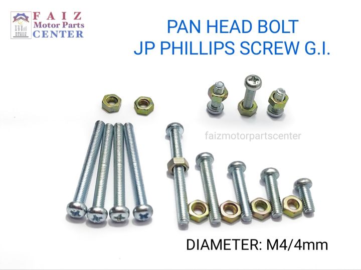 JP BOLT WITH NUT 4x10, 4x12, 4x16, 4x20, 4x25, 4x30, 4x35, 4x40, 4x45 ...