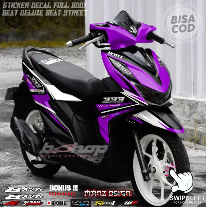 stiker decal beat striet beat delux full body variasi ungu garafis ...