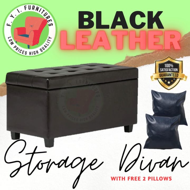 Storage Ottoman divan chair 2 seater shape LEATHER type finish FYI ...