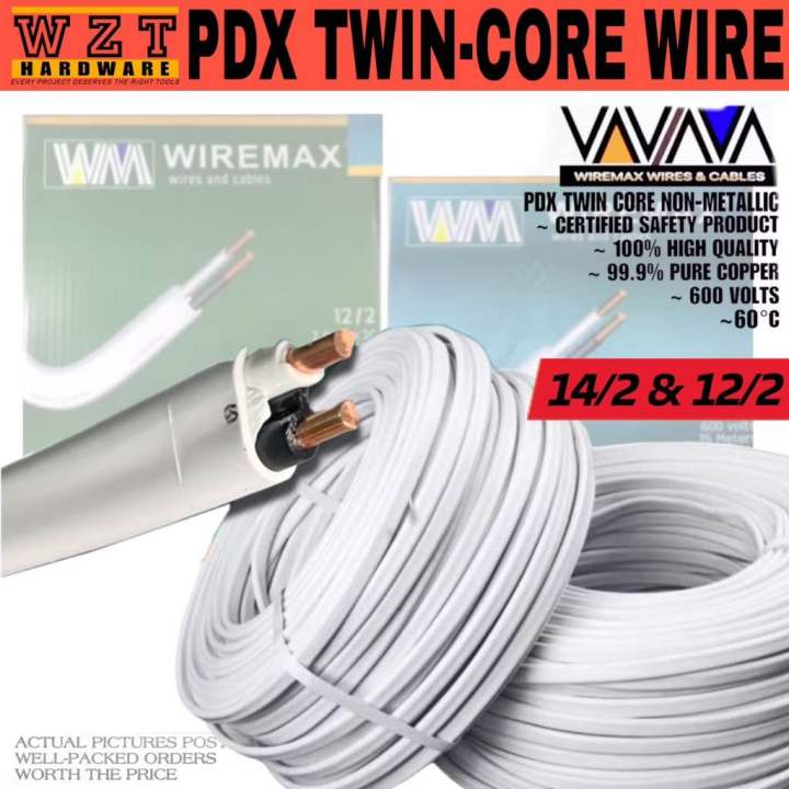 WIREMAX 99.9% PURE COPPER WIRE PDX TWIN CORE NON-METALLIC WIRE 14/2 1 ...