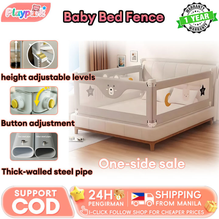 Baby Bed Fence Safe Breathable Mesh Adjustable Non-Toxic Sturdy Steel ...