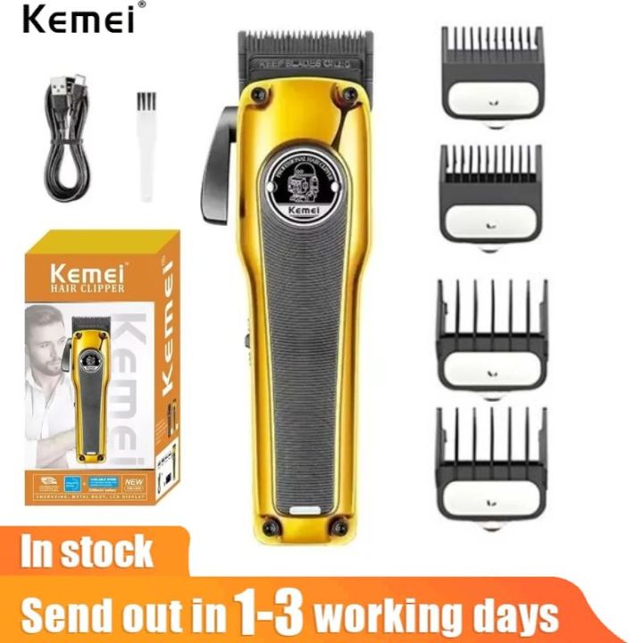 Kemei Barber Hair Clipper Brushless Motor DLC Fade Blade Hair Trimmer ...
